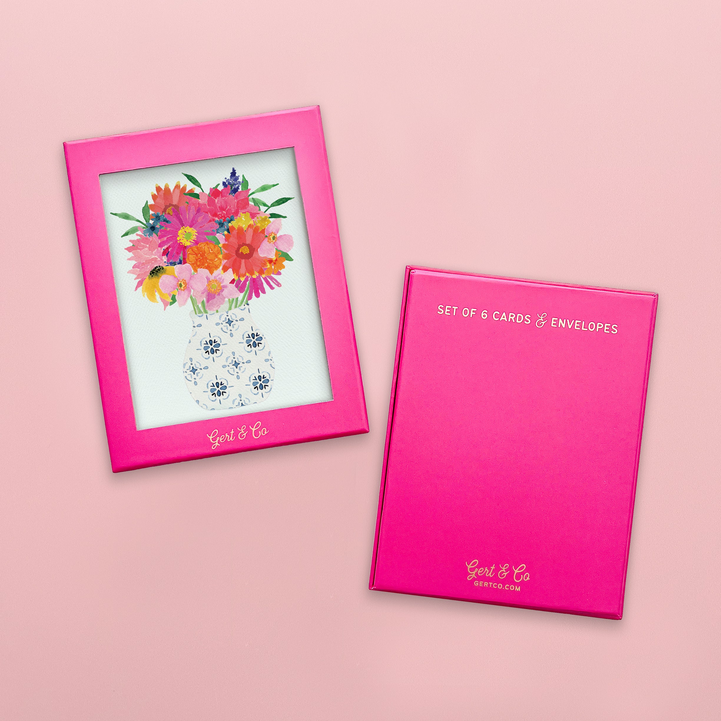 Set of 6 Bright Floral Bouquet Greeting Cards by Gert & Co