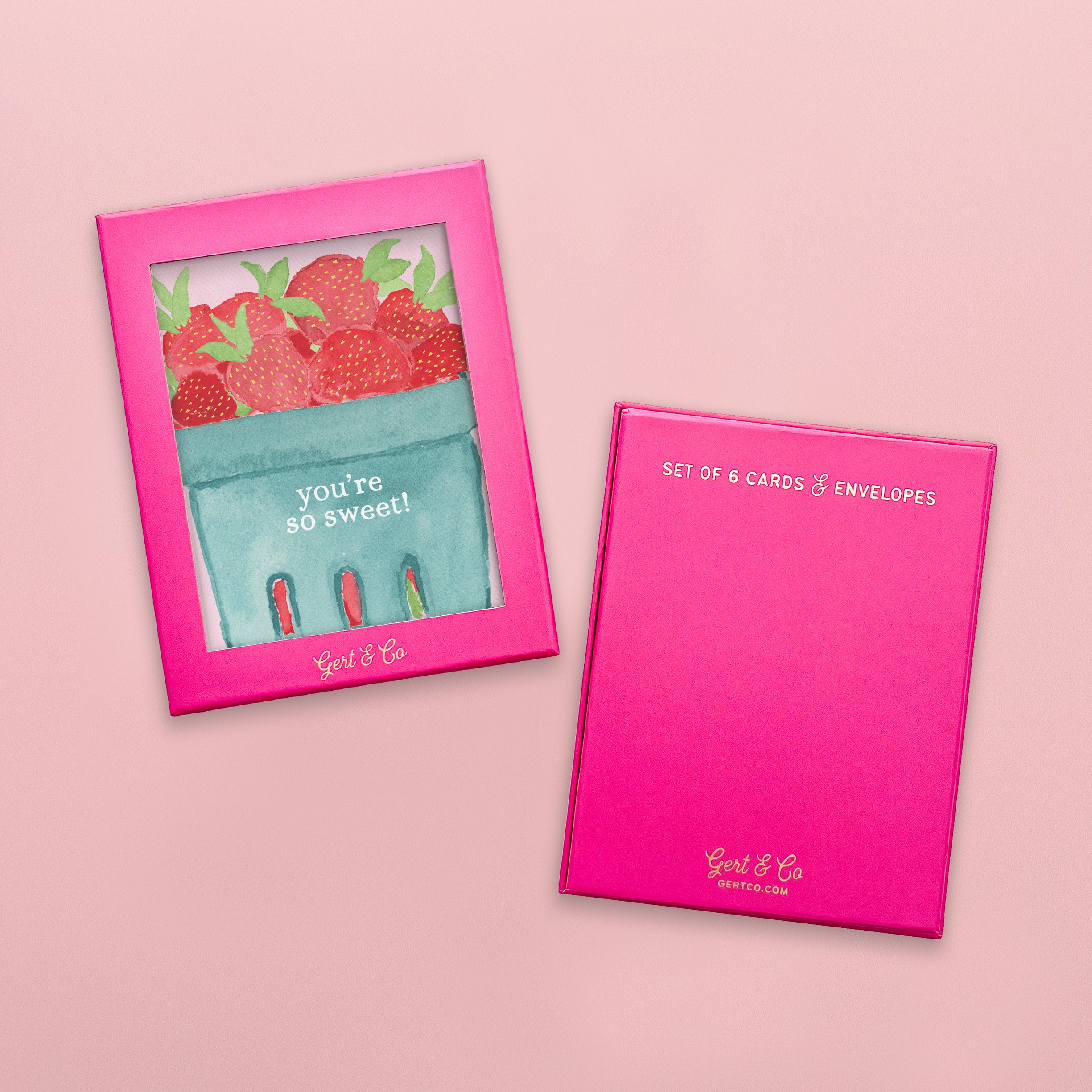 Set of 6 You're So Sweet Strawberry Thank You Greeting Cards by Gert & Co