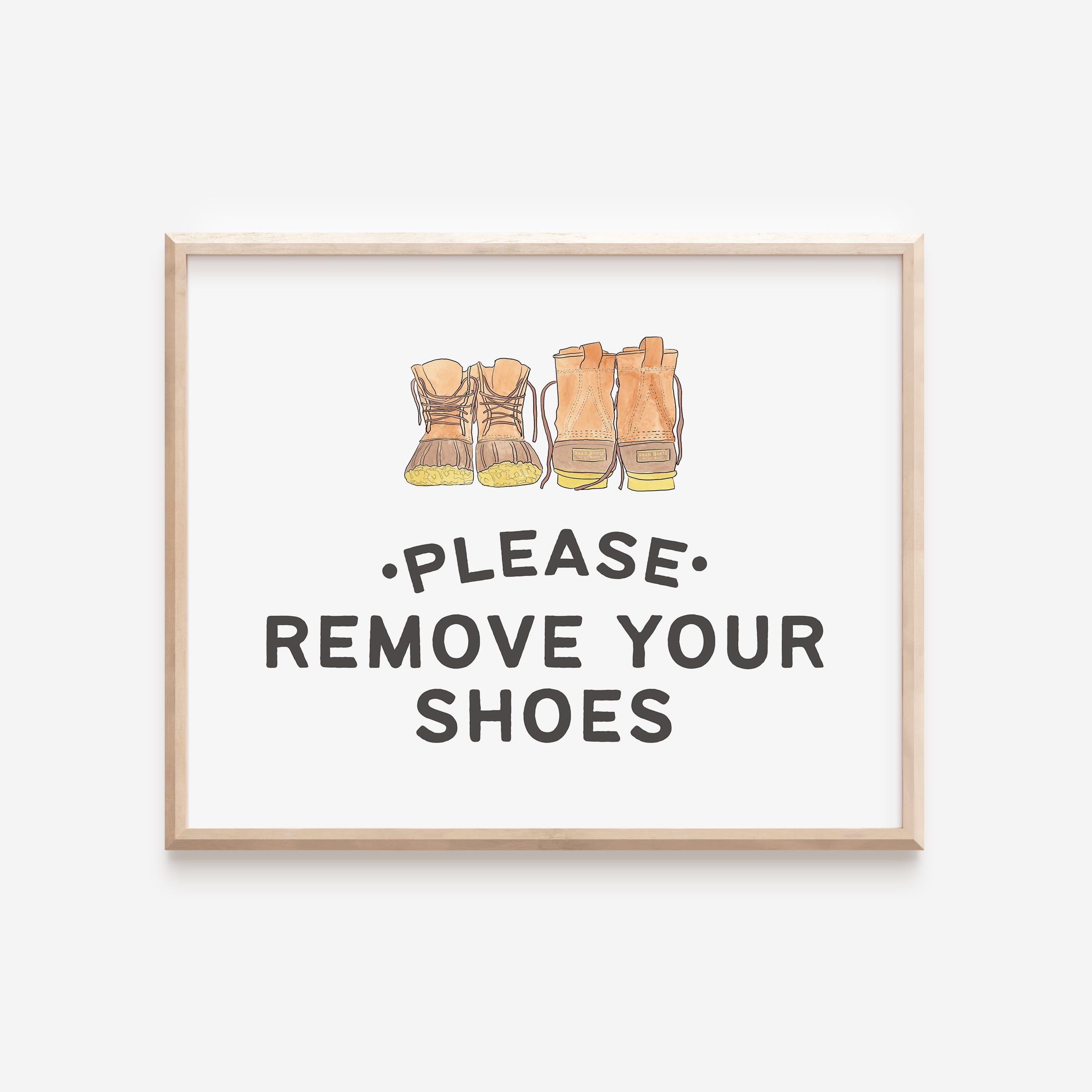 'Please Remove Your Shoes' Bean Boot Art Print by Gert & Co