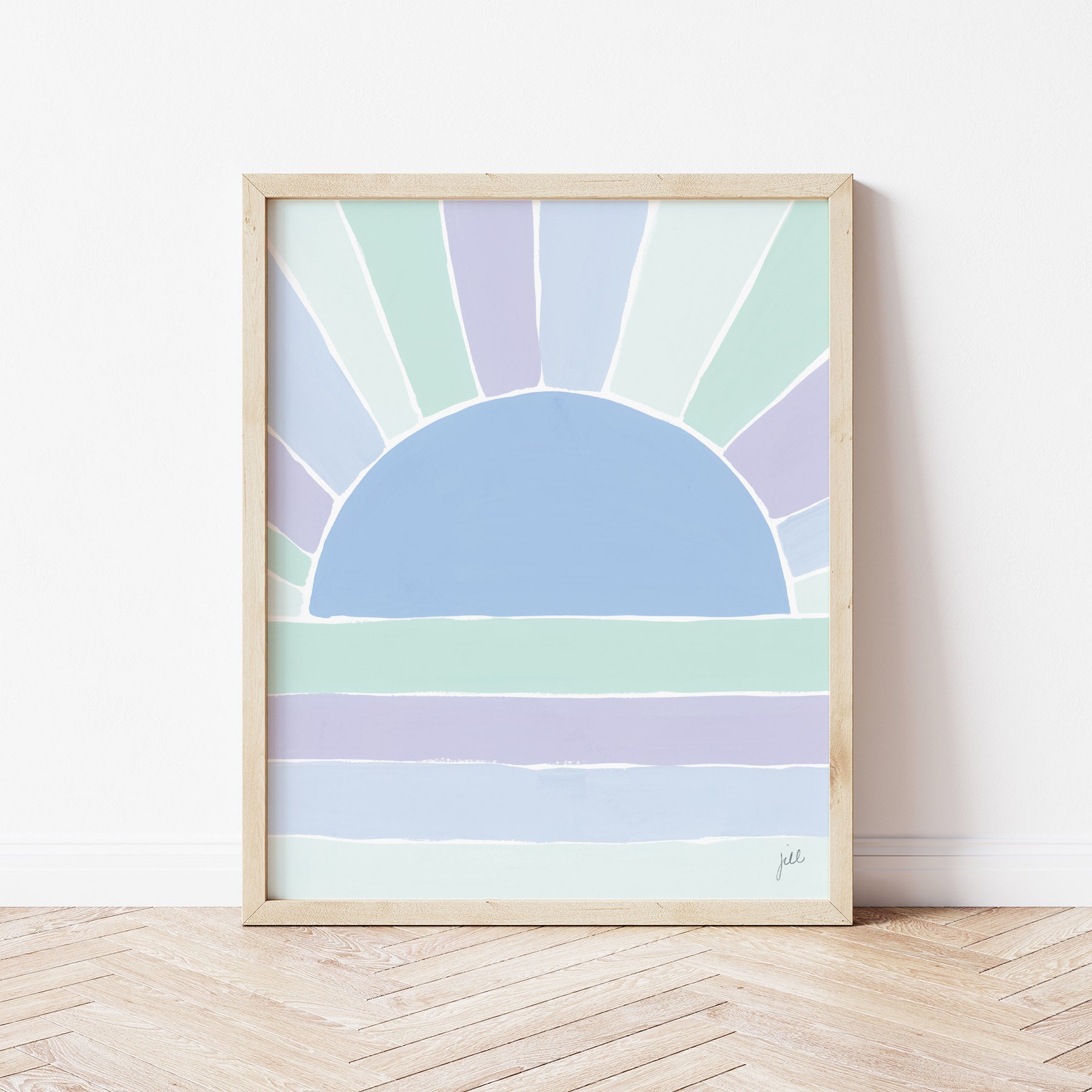 Blue Retro Sun Art Print by Gert & Co